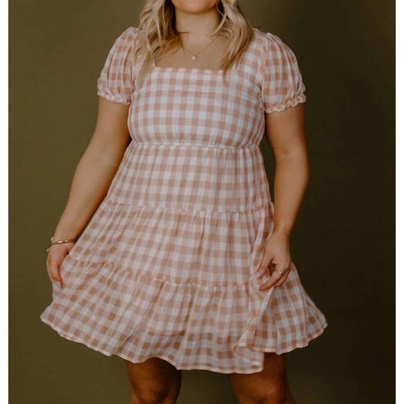 Blu Pepper | Dresses | New Blu Pepper Gingham Dress In Cantaloupe ...